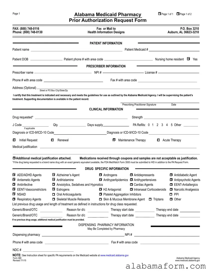 Free Alabama 369 Form Simple PDF Template